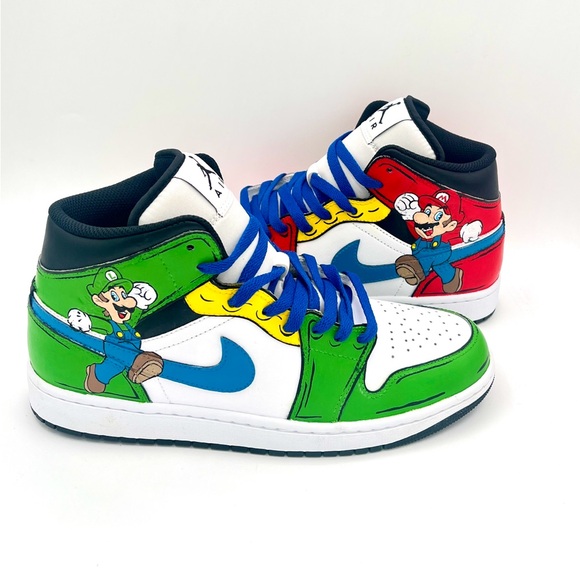 Nike | Shoes | Custom Air Jordan Mid Mario Men Women Shoes | Poshmark